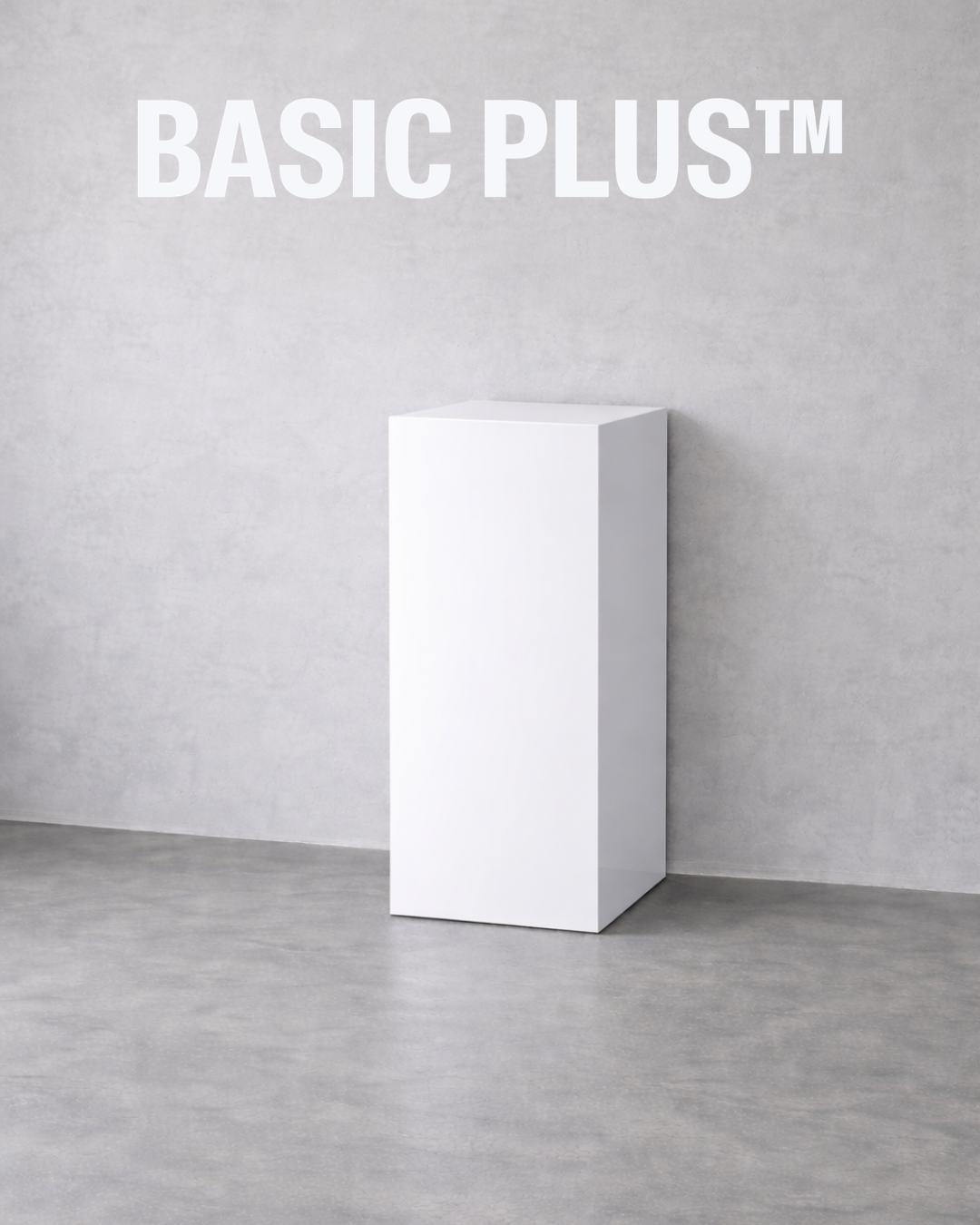 White Acrylic Display Plinth – Modern Minimalist Retail Stand – Basic Plus