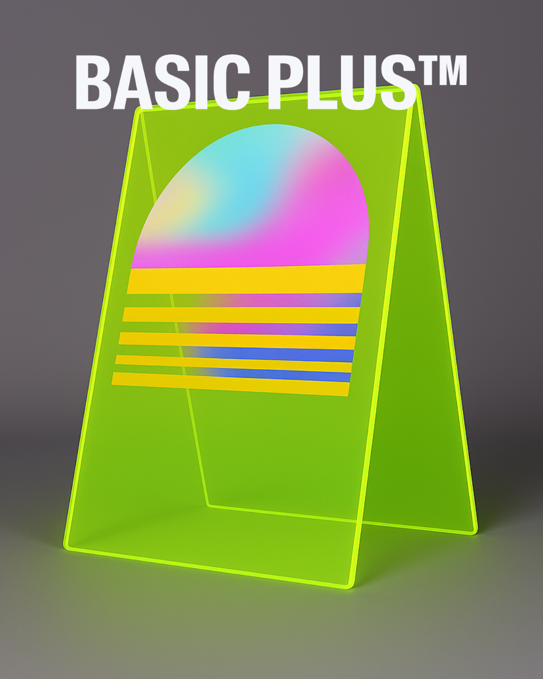Transparent Fluorescent Green Acrylic Folded A-Frame Sign – Basic Plus