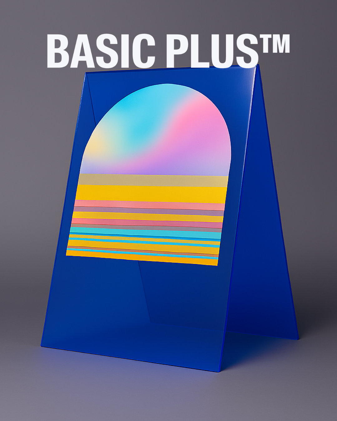 Transparent Blue Acrylic Folded A-Frame Sign – Basic Plus