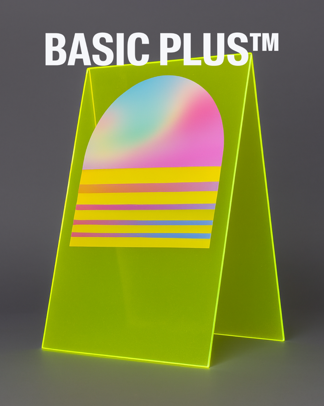 Semi-Transparent Fluorescent Green Acrylic Folded A-Frame Sign – Basic Plus