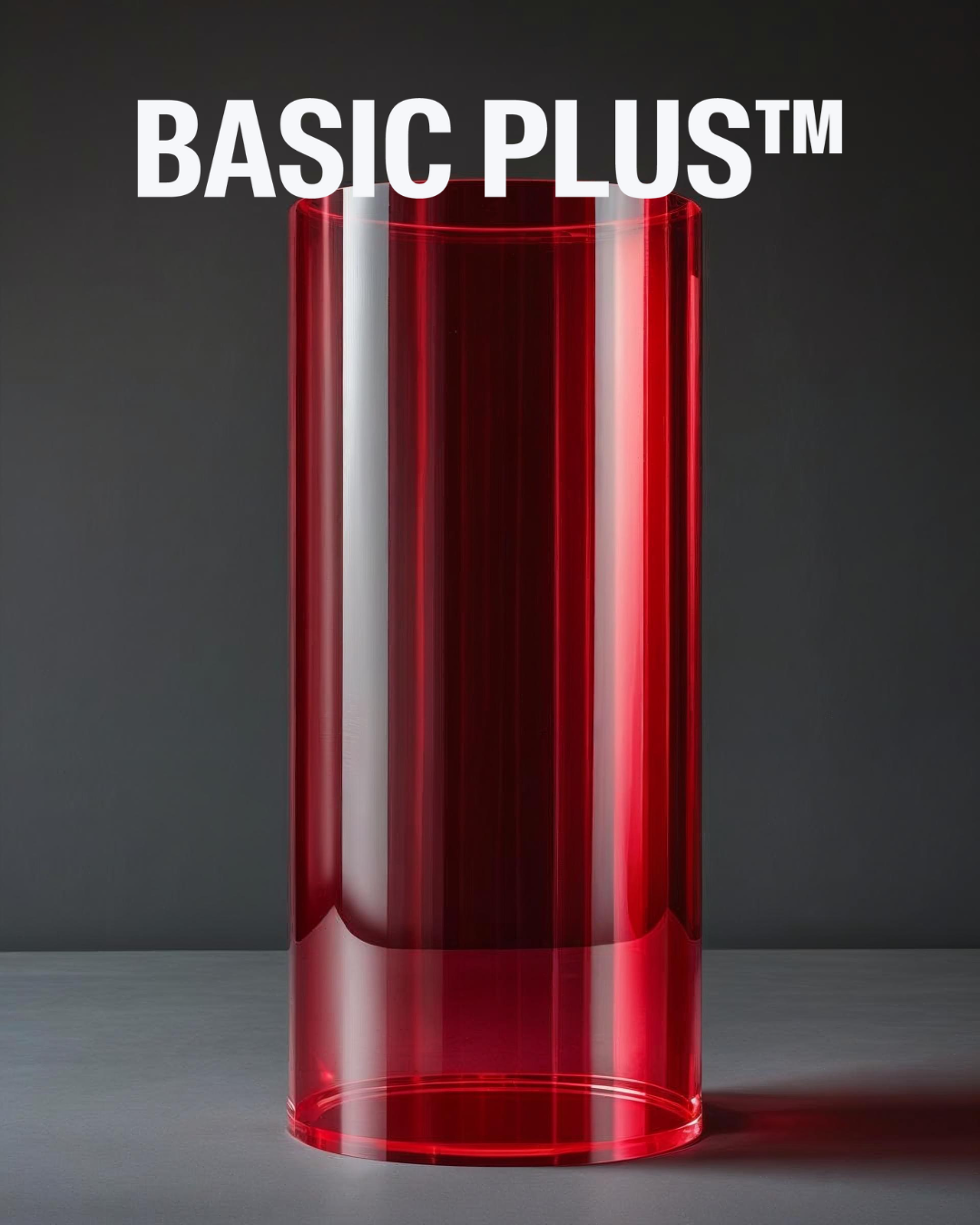 Transparent Red Round Acrylic Plinth – Basic Plus